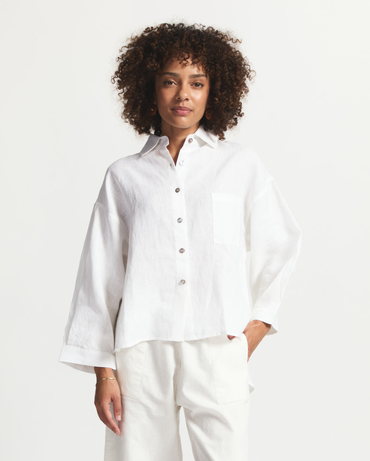 Harper Core | Oversized Button Front Shirt | Natural | Sitting Pretty
